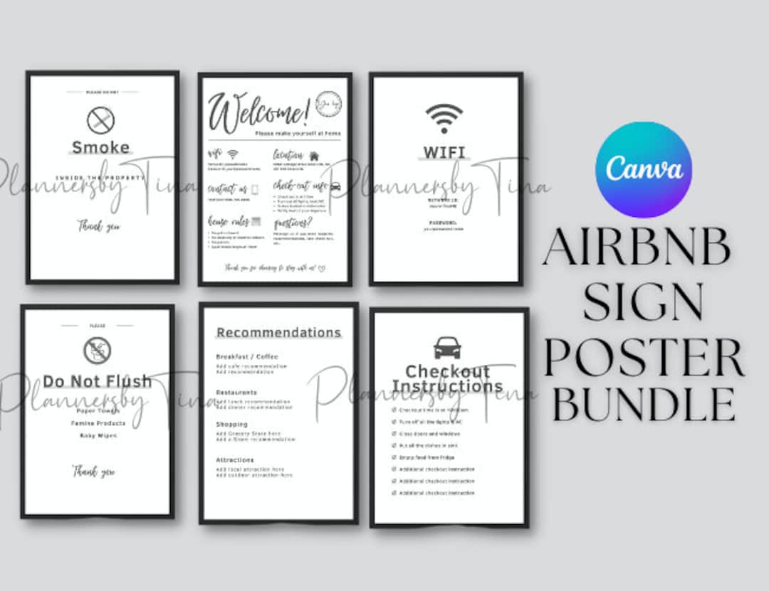 Editable and Printable Airbnb Sign Bundle, Welcome Sign, Wifi, Don't ...