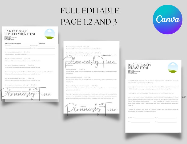 Editable Hair Extensions Business Bundle Forms Template, Hair ...