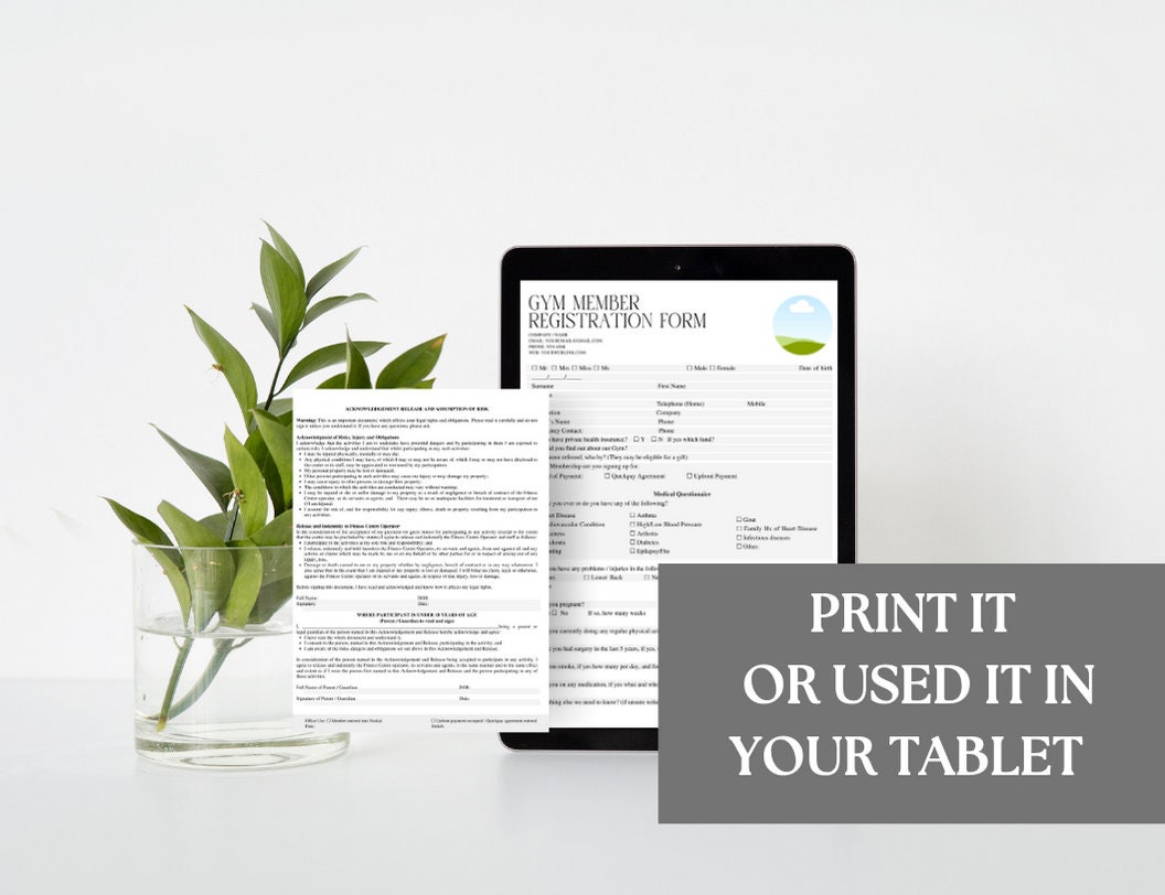 Editable and Printable Gym Member Registration Form Form, New Gym ...