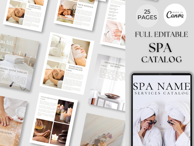 Editable and Printable Elegant Spa Catalog Template, Spa Services ...