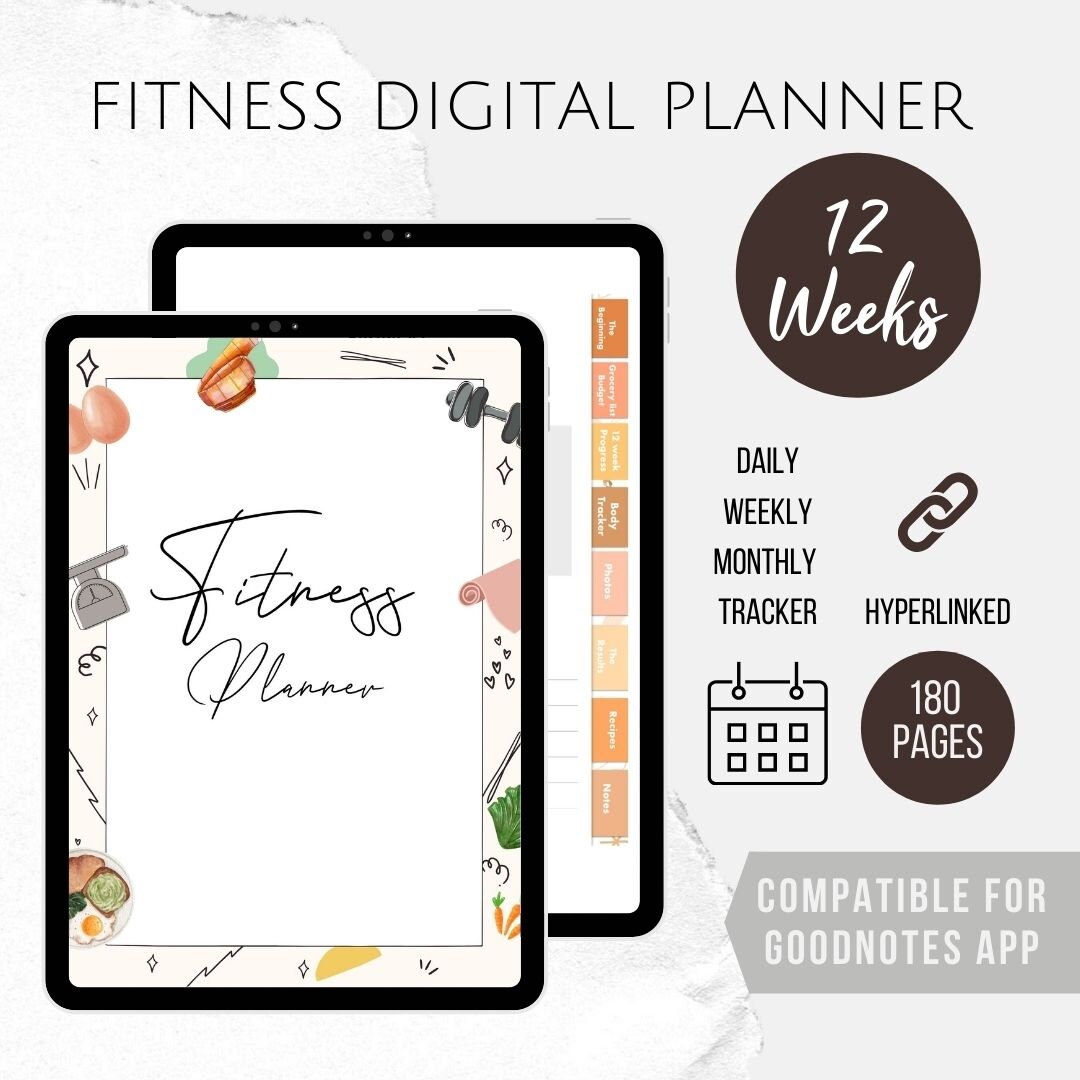 Fitness Digital Planner Goodnotes, 12 Weeks Digital Planner for Ipad ...