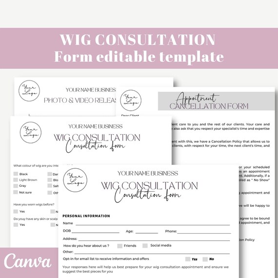 Editable and Printable Wig Consultation Form Template Wigs - Etsy UK