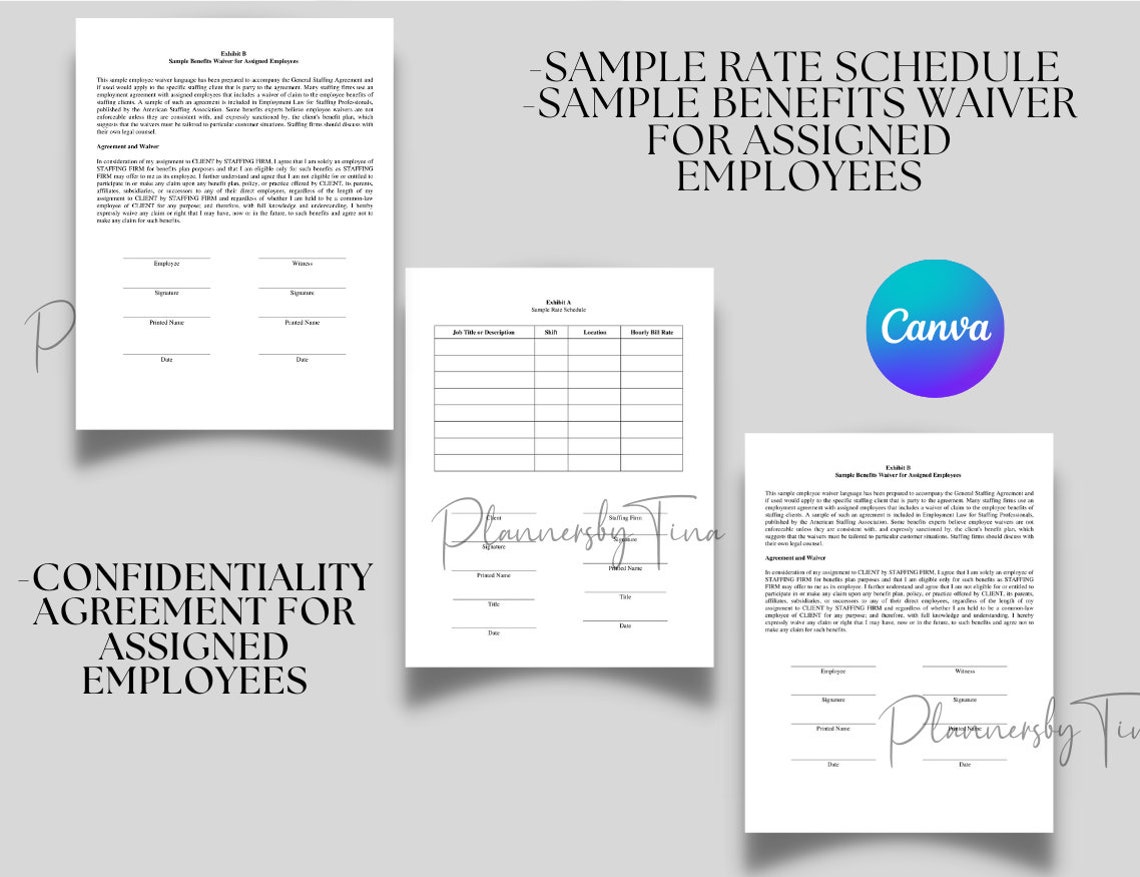 Editable and Printable Staffing Agency Contracts Template, Recruitment ...