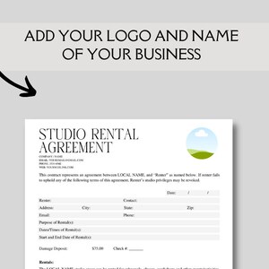 Editable and Printable Studio Rental Agreement Contract Template ...