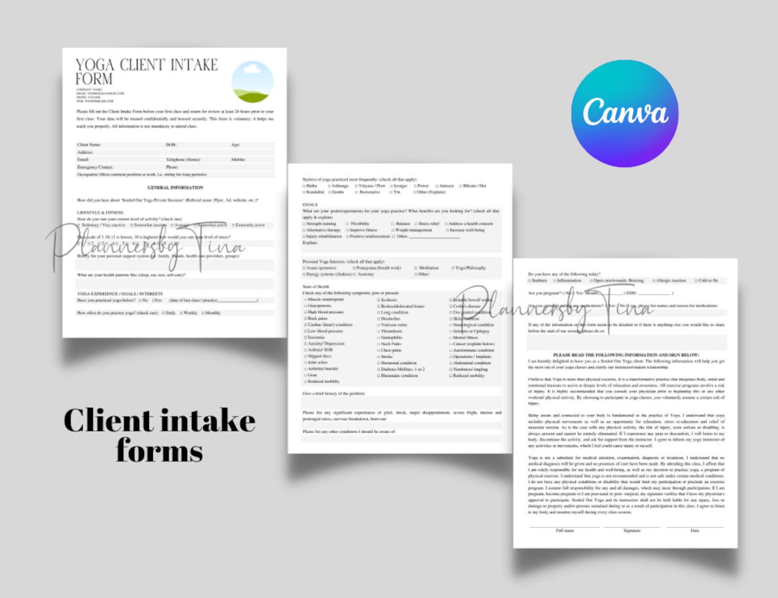 Editable Yoga Classes New Client Intake Form Template, Yoga Studio ...