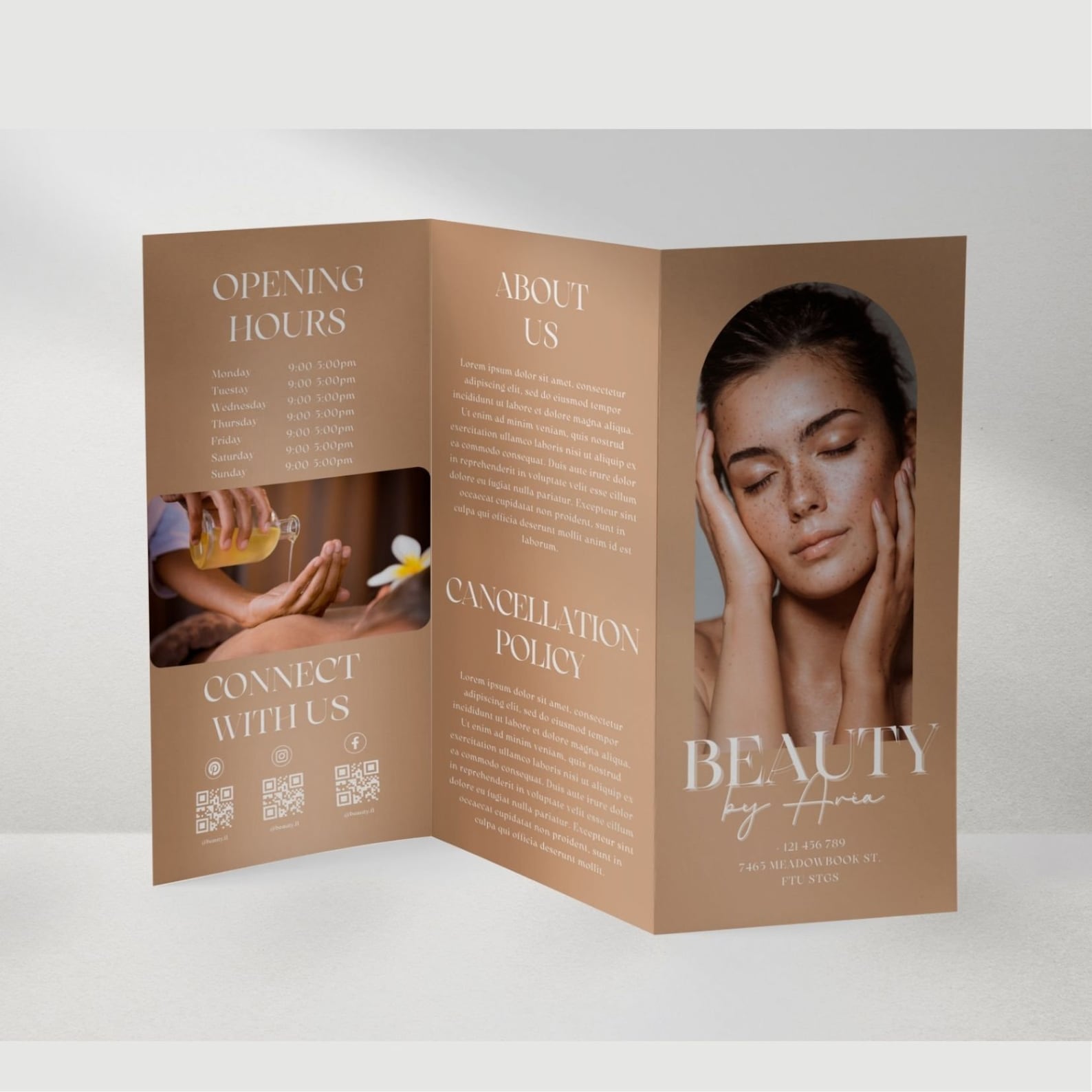 Editable and Printable Minimalist Trifold Brochure Template, Editable ...