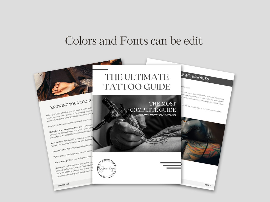 Editable and Printable Elegant Tattoo Guide Training Manual Instant ...