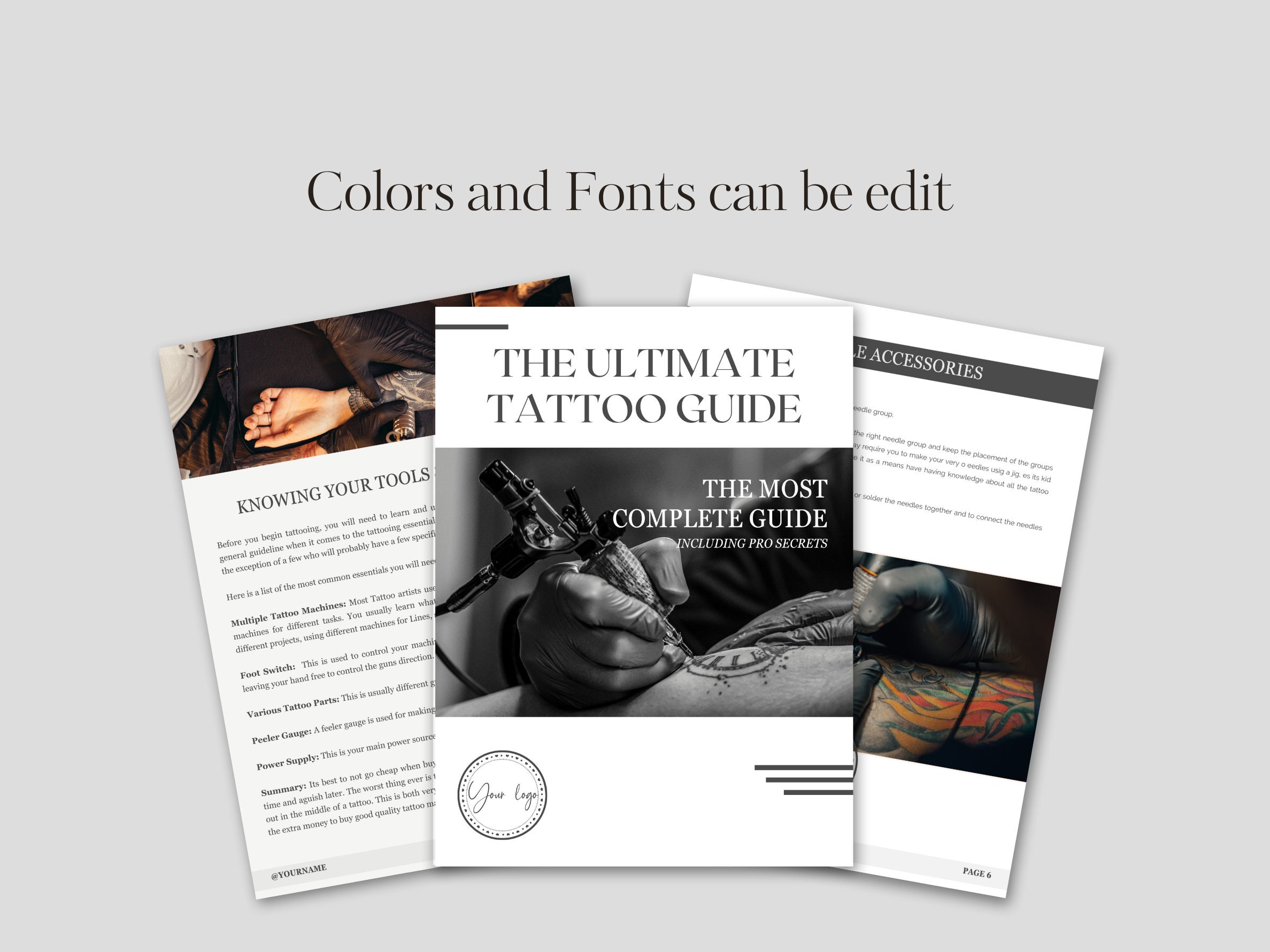 Editable and Printable Elegant Tattoo Guide Training Manual Instant ...