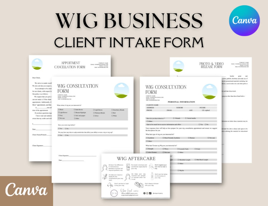 Editable and Printable Wig Consultation Form Template, Wigs Client Form ...