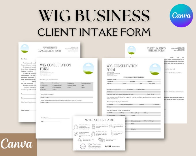 Editable and Printable Wig Consultation Form Template, Wigs Client Form ...