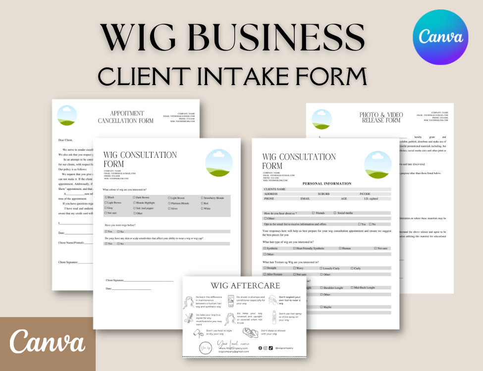 Editable and Printable Wig Consultation Form Template, Wigs Client Form ...