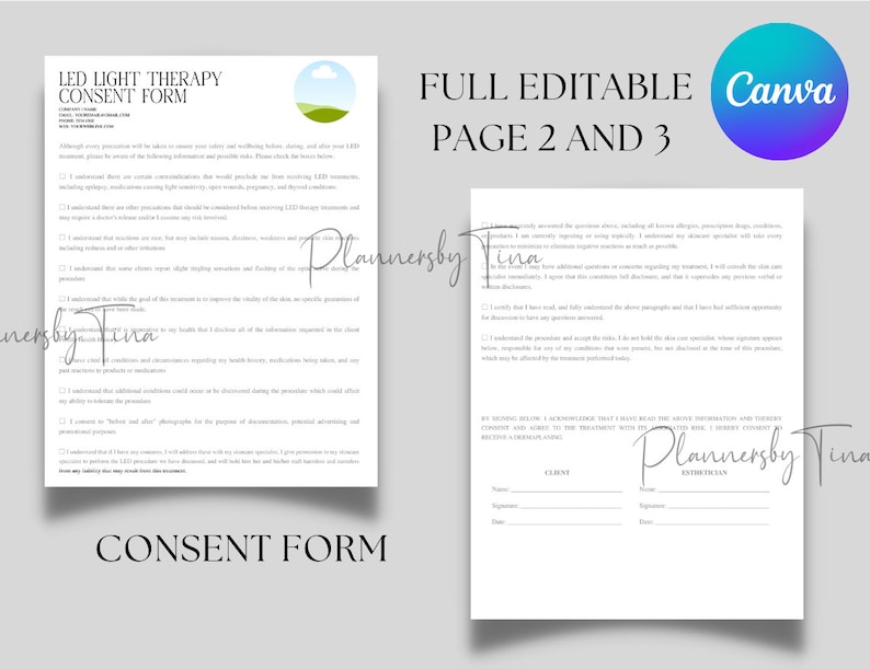 Editable LED Light Therapy Bundle Form Template, LED Light Emitting ...