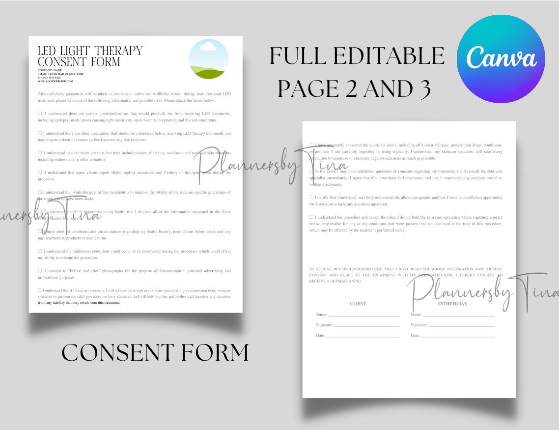 Editable LED Light Therapy Bundle Form Template, LED Light Emitting ...