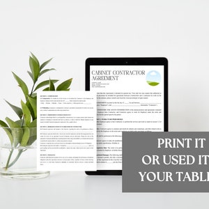 Editable Cabinet Contractor Services Agreement, Professional Cabinet ...