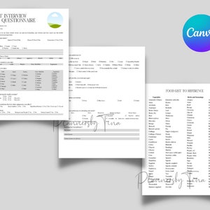 Editable Client Food Questionnaire Form Template, Weight Loss Business ...