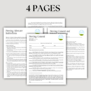 Editable and Printable Body Piercing Bundle Client Intake Form ...