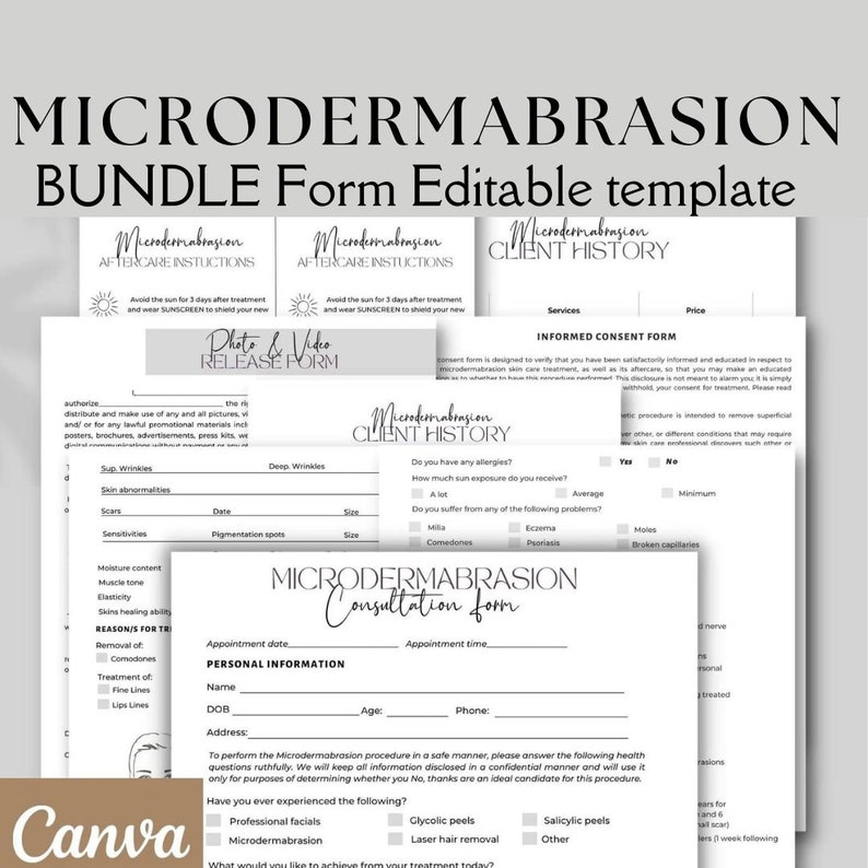 Full Editable Microdermabrasion Form Template, Microdermabrasion Consent Form and Business Form ...