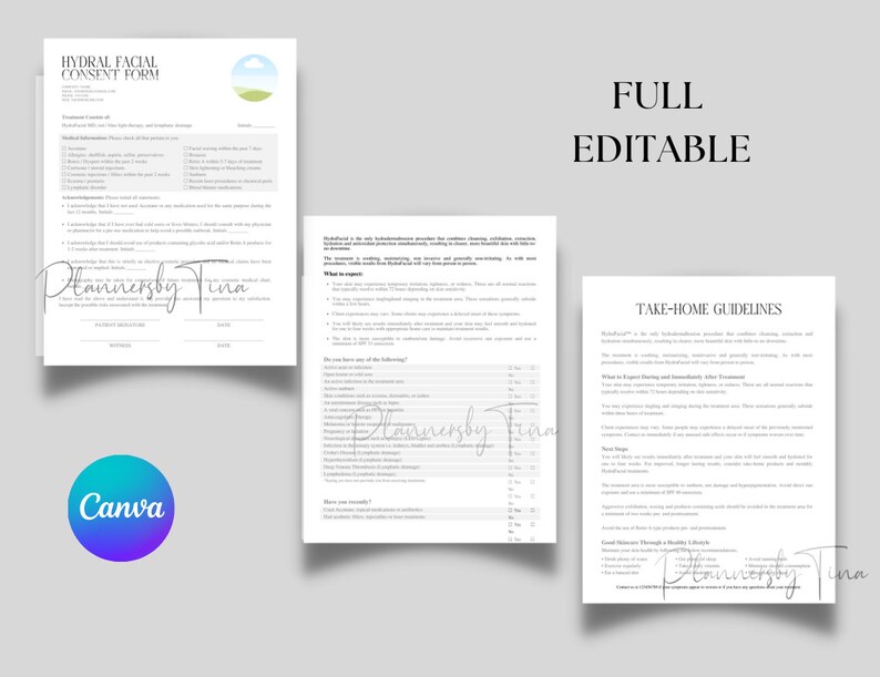Editable and Printable Hydrafacial Consent Form, Hydrafacial Client ...