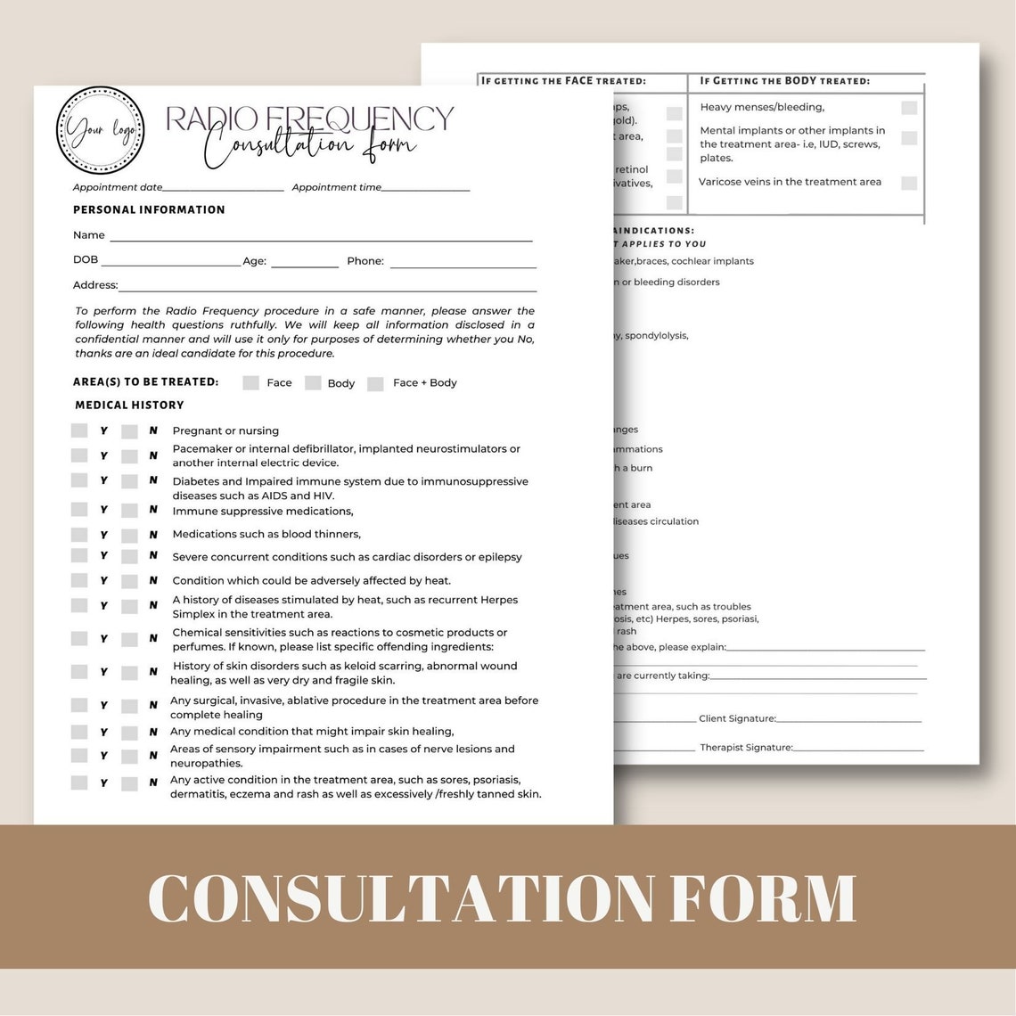 Full Editable Radio Frequency Form Template, Radio Frequency Consent ...
