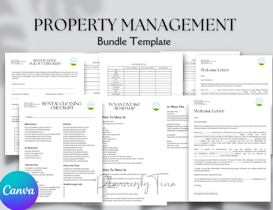 Editable and Printable Property Management Bundle Template, Tenant ...