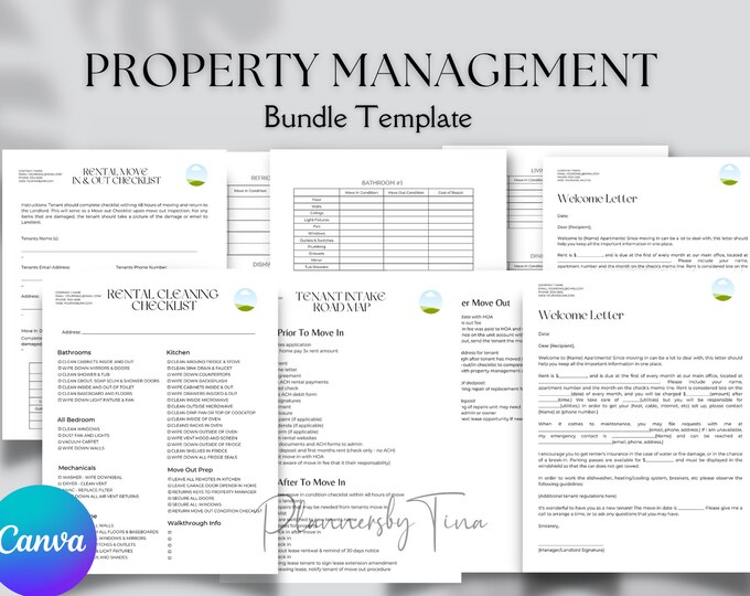 Editable and Printable Property Management Bundle Template, Tenant ...