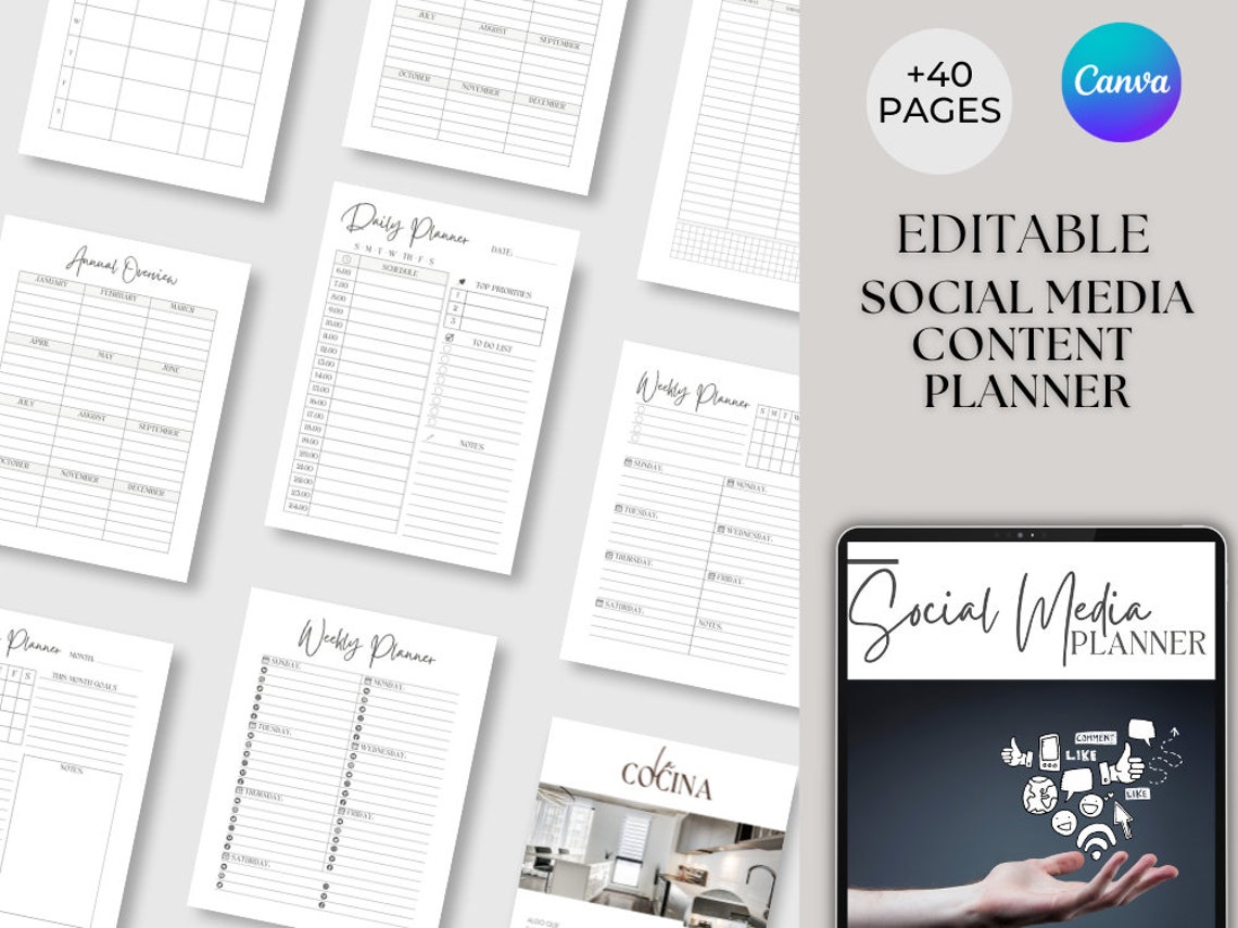 Editable and Printable Social Media Strategy Complete Guide Plus Social ...