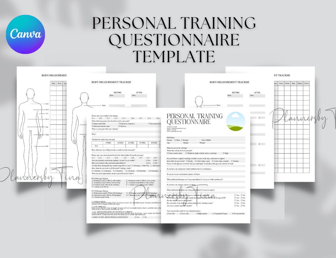 Editable Personal Training Questionnaire New Patient Intake Form ...