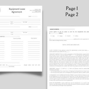 Editable and Printable Equipment Rental Contract Template, Rental ...