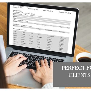 Editable Client Food Questionnaire Form Template, Weight Loss Business ...