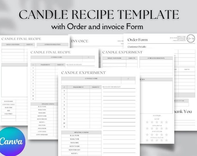 Printable and Editable Candle Recipe, Candle Testing Template Form ...
