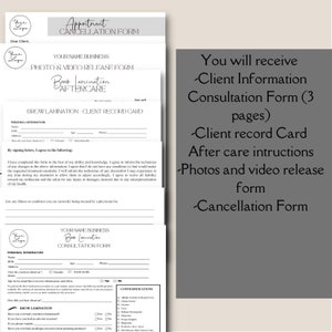Editable Brow Lamination Template Bundle, Brow Lamination Care Cards ...