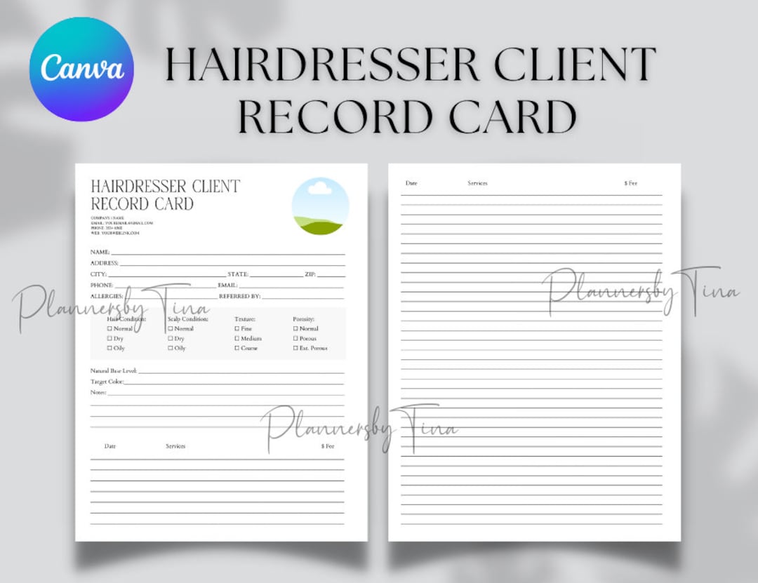 Editable and Printable Hair Stylist Client Record Template Form ...