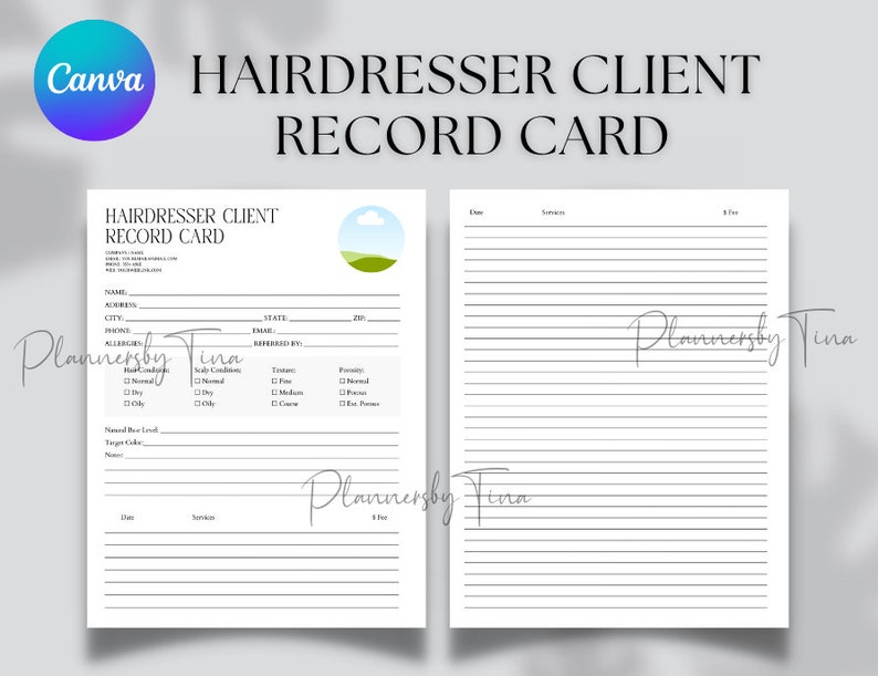 Editable and Printable Hair Stylist Client Record Template Form ...