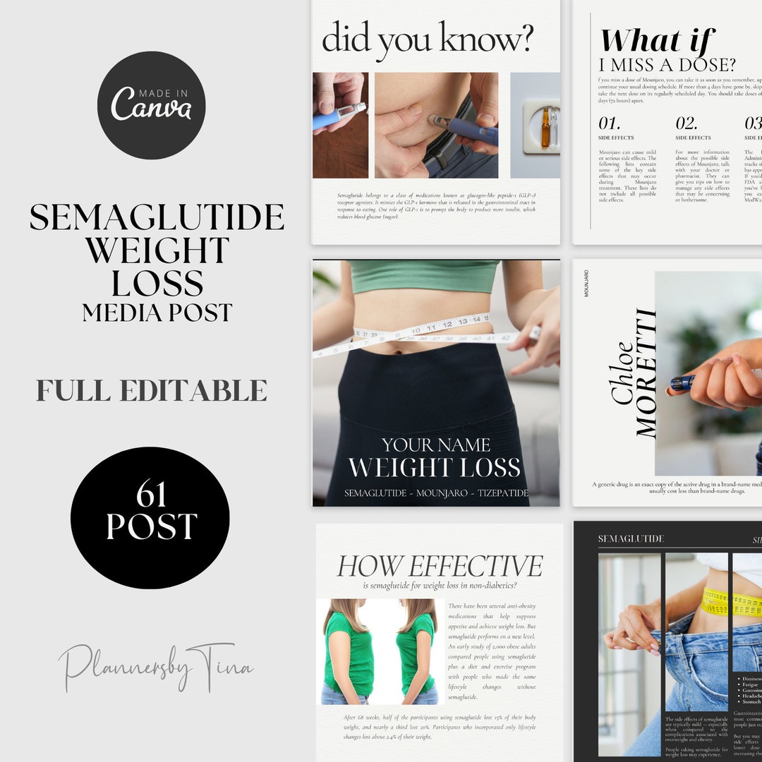 61 Semaglutide Business Bundle Social Media Post Template, Weight Loss ...