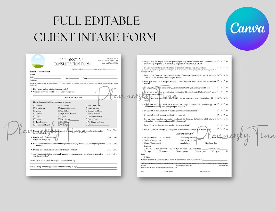 Editable Fat Dissolve Consent Form, Fat Dissolving Bundle Forms ...