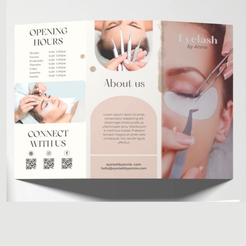 Editable and Printable Lash Extension Trifold Brochure Template ...