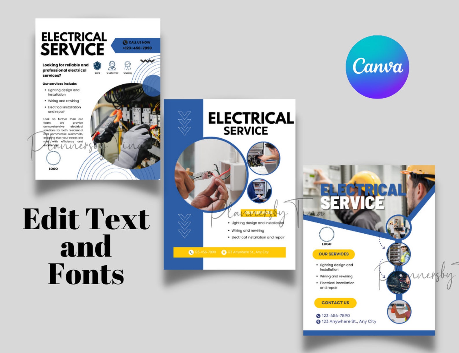 Editable and Printable Electrical Services Flyer Template, Electrical ...