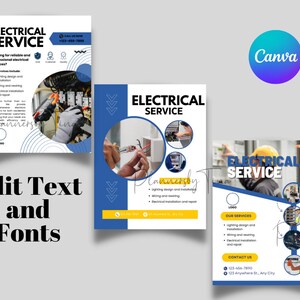 Editable and Printable Electrical Services Flyer Template, Electrical ...