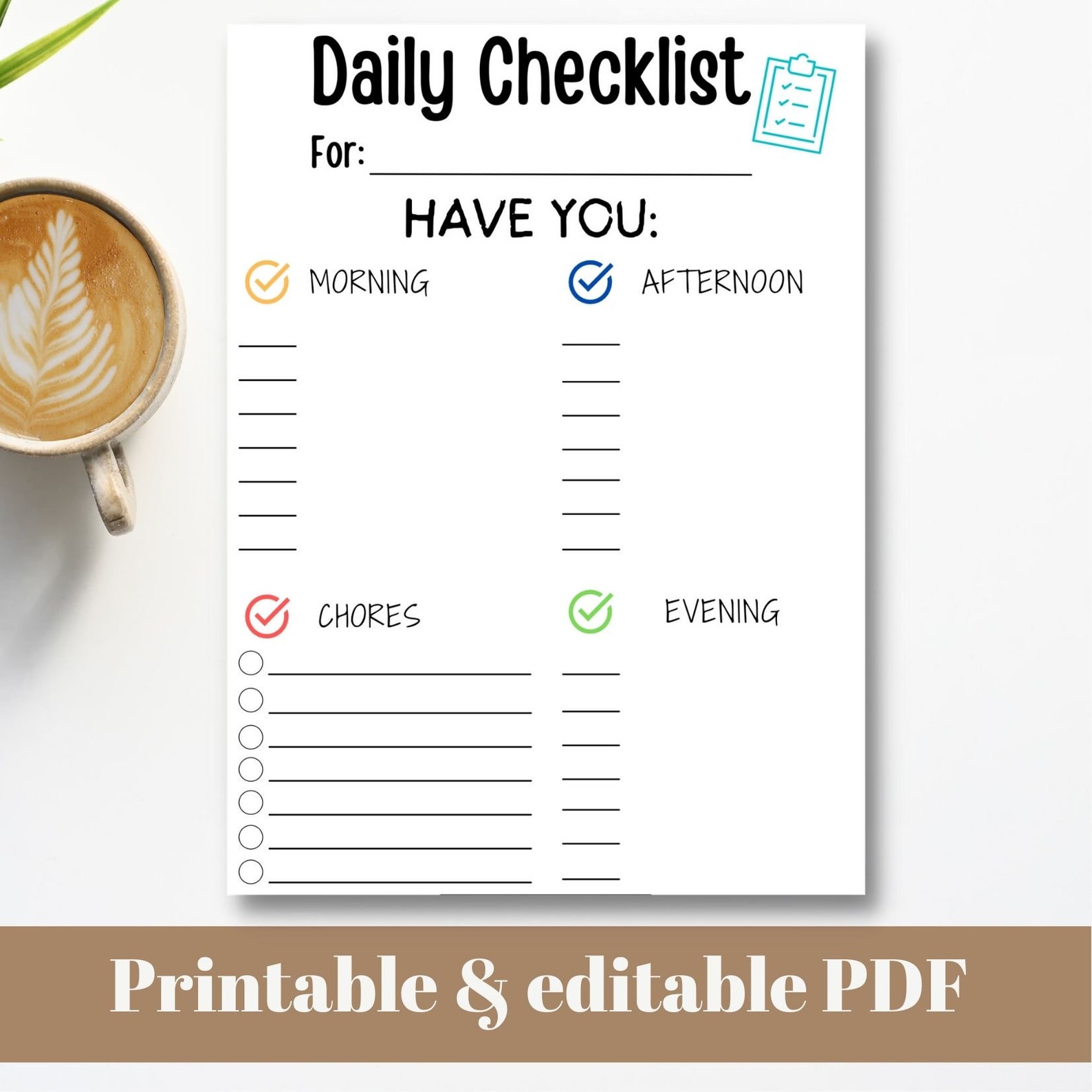 Editable Daily Routine, Printable Daily Responsibility Chart, Kid Check ...