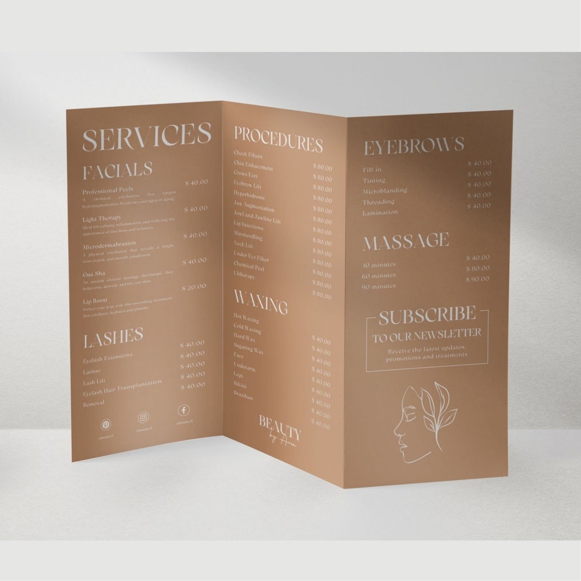 Editable and Printable Minimalist Trifold Brochure Template, Editable ...