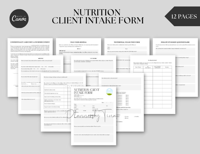 Editable and Printable Nutrition Health Coach Business Bundle, Weight ...
