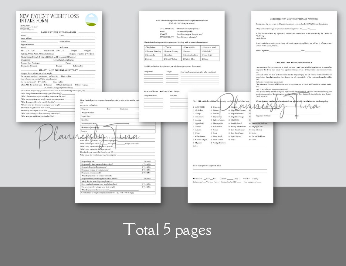 Editable New Patient Weight Loss Intake Form Template, Weight Loss ...