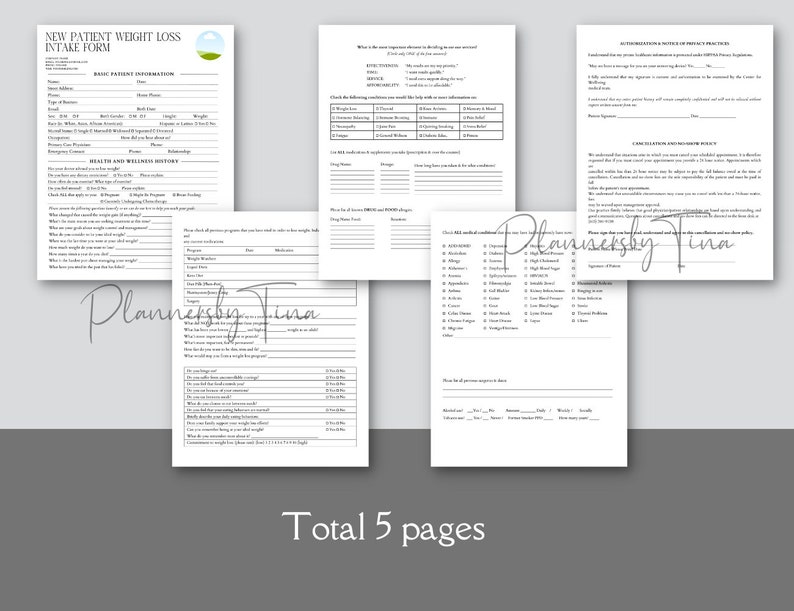 Editable New Patient Weight Loss Intake Form Template, Weight Loss ...