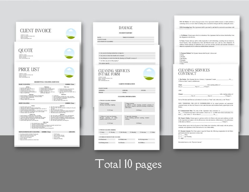Editable Cleaning Services Contract Agreement, Professional Cleaning ...