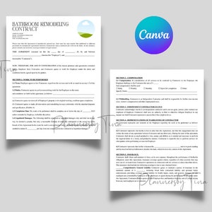 Editable Bathroom Remodeling Construction Services Contract Agreement ...