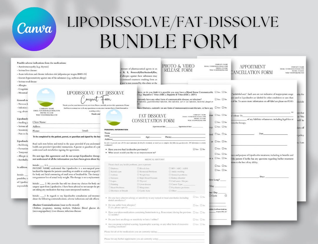Editable Fat Dissolve Consent Form, Fat Dissolving Bundle Forms ...