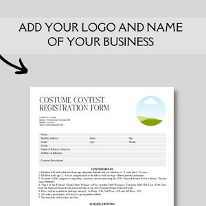 Editable Halloween Costume Contest Registration Form Template, Costume ...