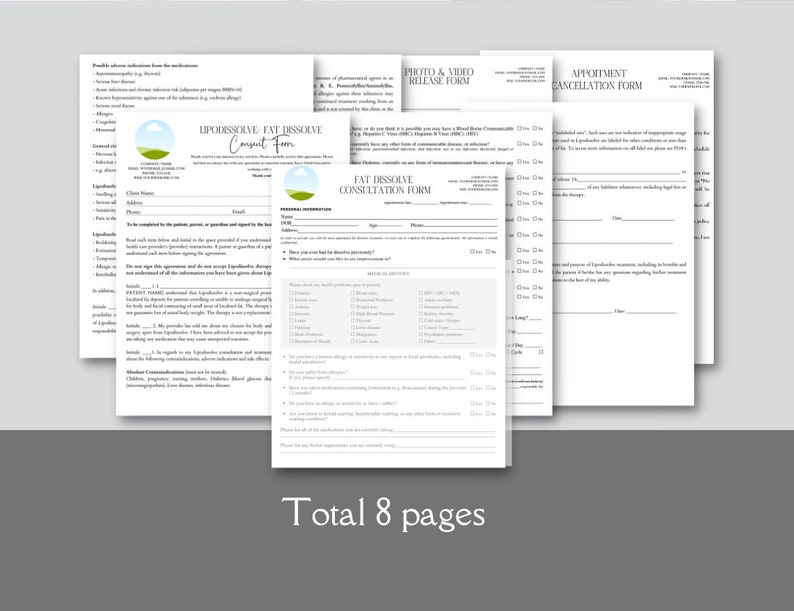 Editable Fat Dissolve Consent Form, Fat Dissolving Bundle Forms ...