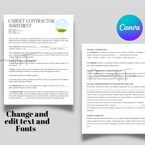 Editable Cabinet Contractor Services Agreement, Professional Cabinet ...