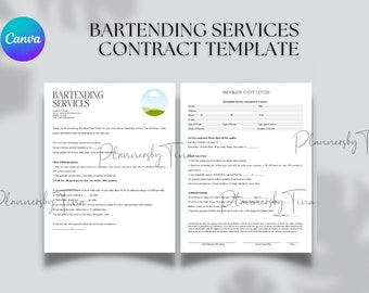 Bartender Agreement Contract Bartending Editable Template - Etsy